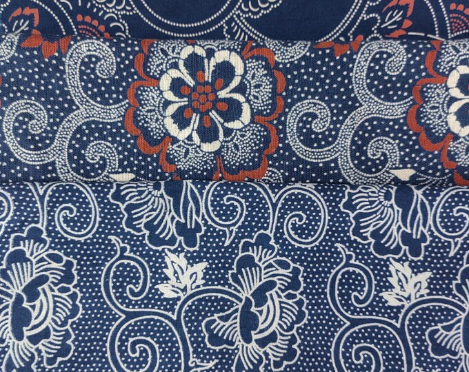 Indigo Blooming Kiku Florals Midnight by Debbie Maddy for Moda Fabrics ...