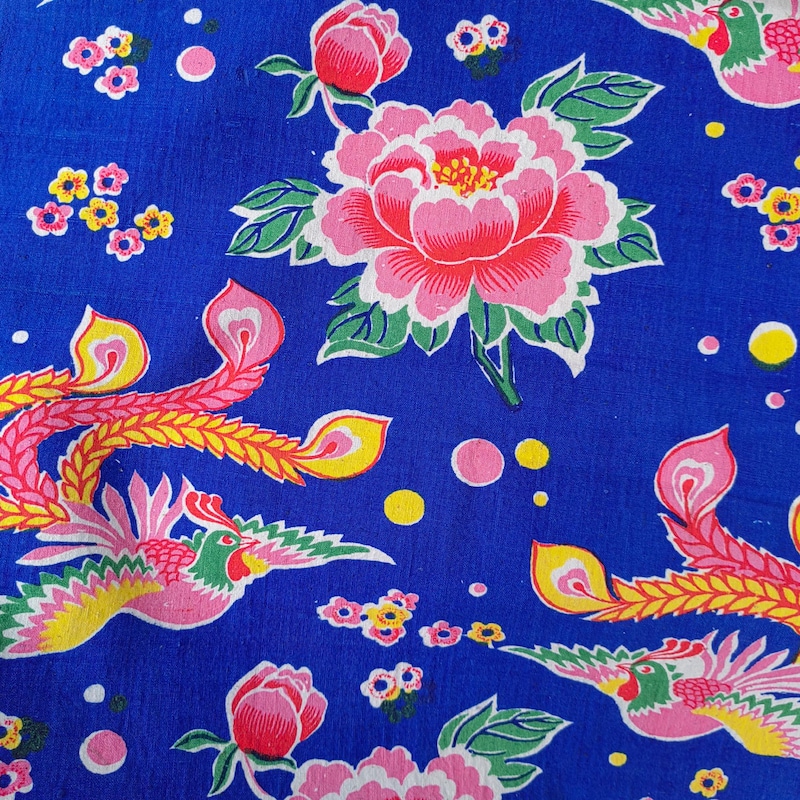 Phoenix Print Silk Fabric - Etsy