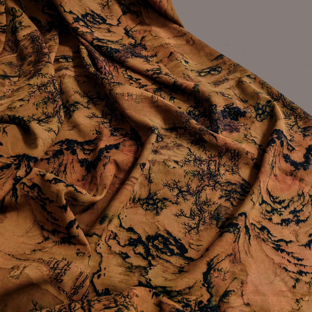 Gambiered Canton Silk Gauze Fabric: Chinese Painting Pattern - Etsy