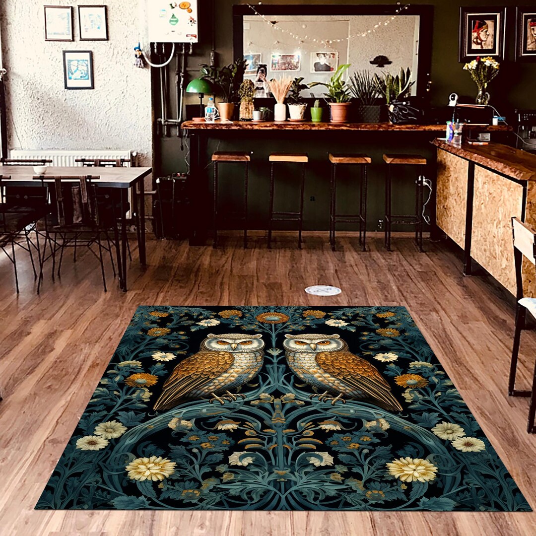 Owl and Flower Rug, Owl Rug, Rug for Living Room Aesthetic, Christmas ...