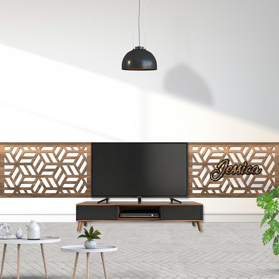 Geometric Wood TV Back Panel - Personalized Name, Laser Cut MDF - Etsy