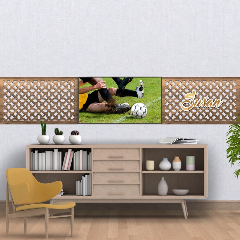 Geometric TV Back Panel - Personalized Laser Cut Wood Wall Art - Etsy