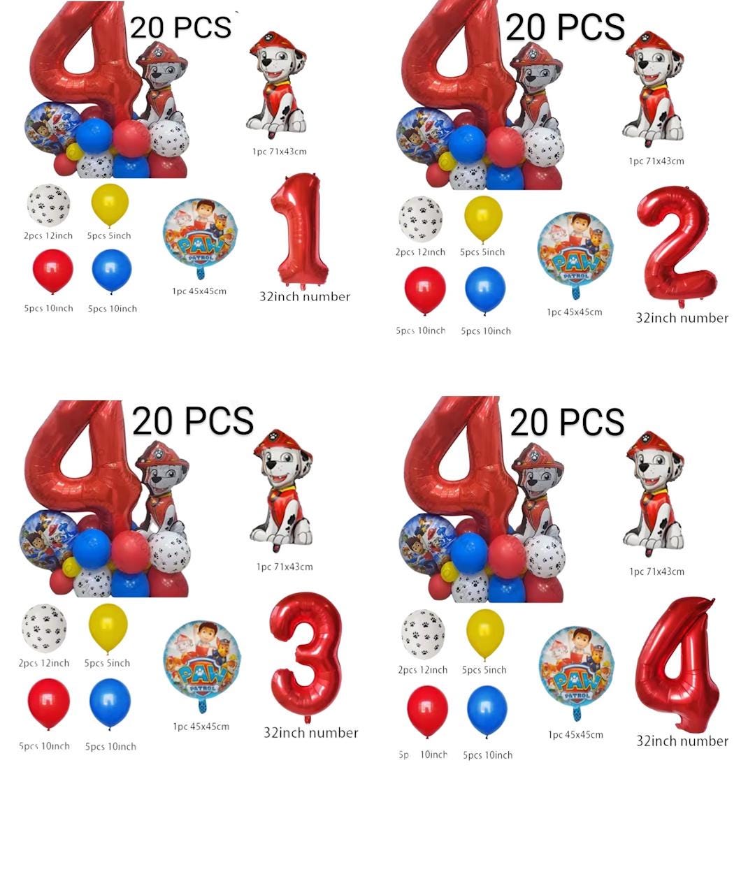 Children Paw Patrol Birthday Marshall Party Balloon Set 20pcs. - Etsy
