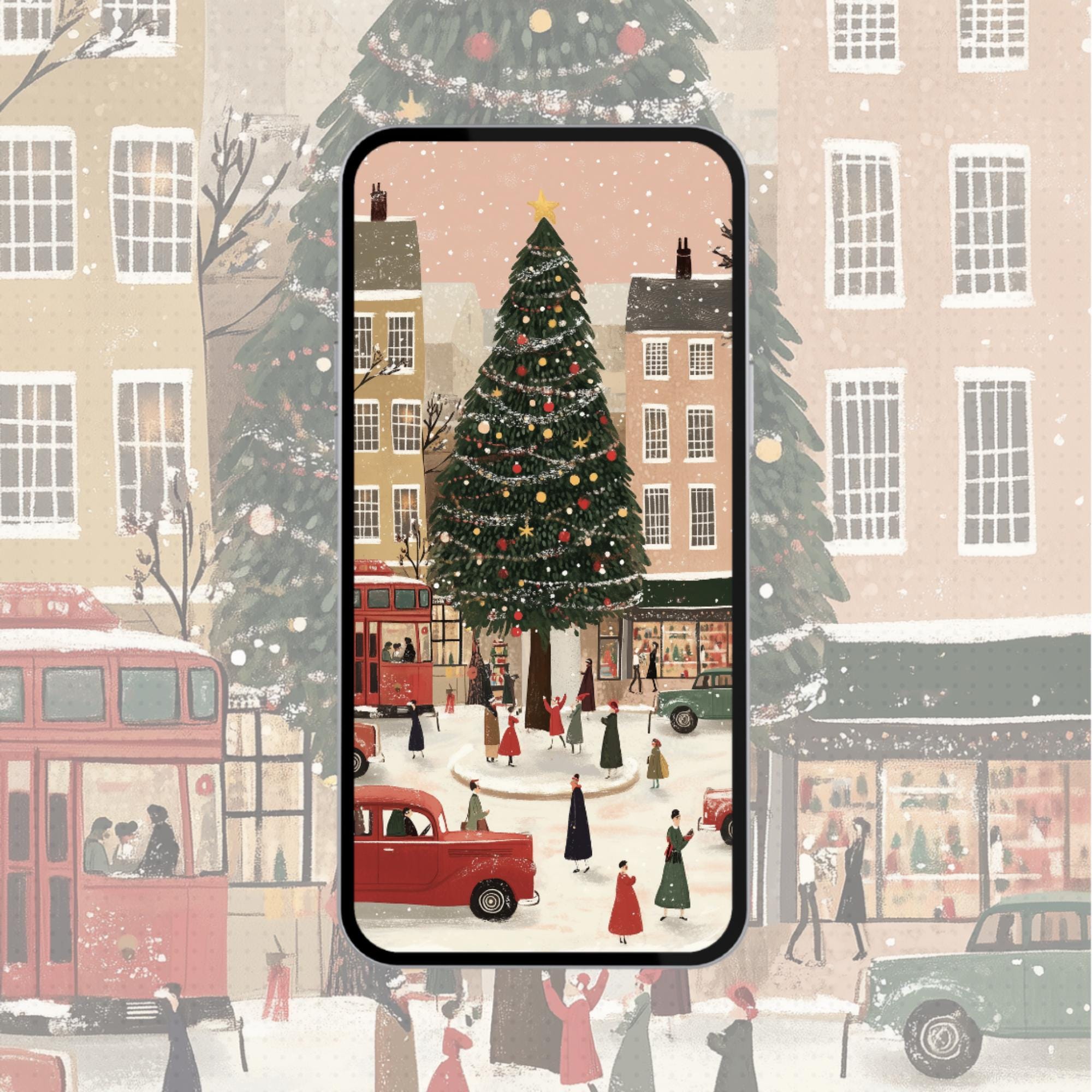 Winter Village Christmas Wallpaper: Cozy Phone & Desktop Backgrounds ...