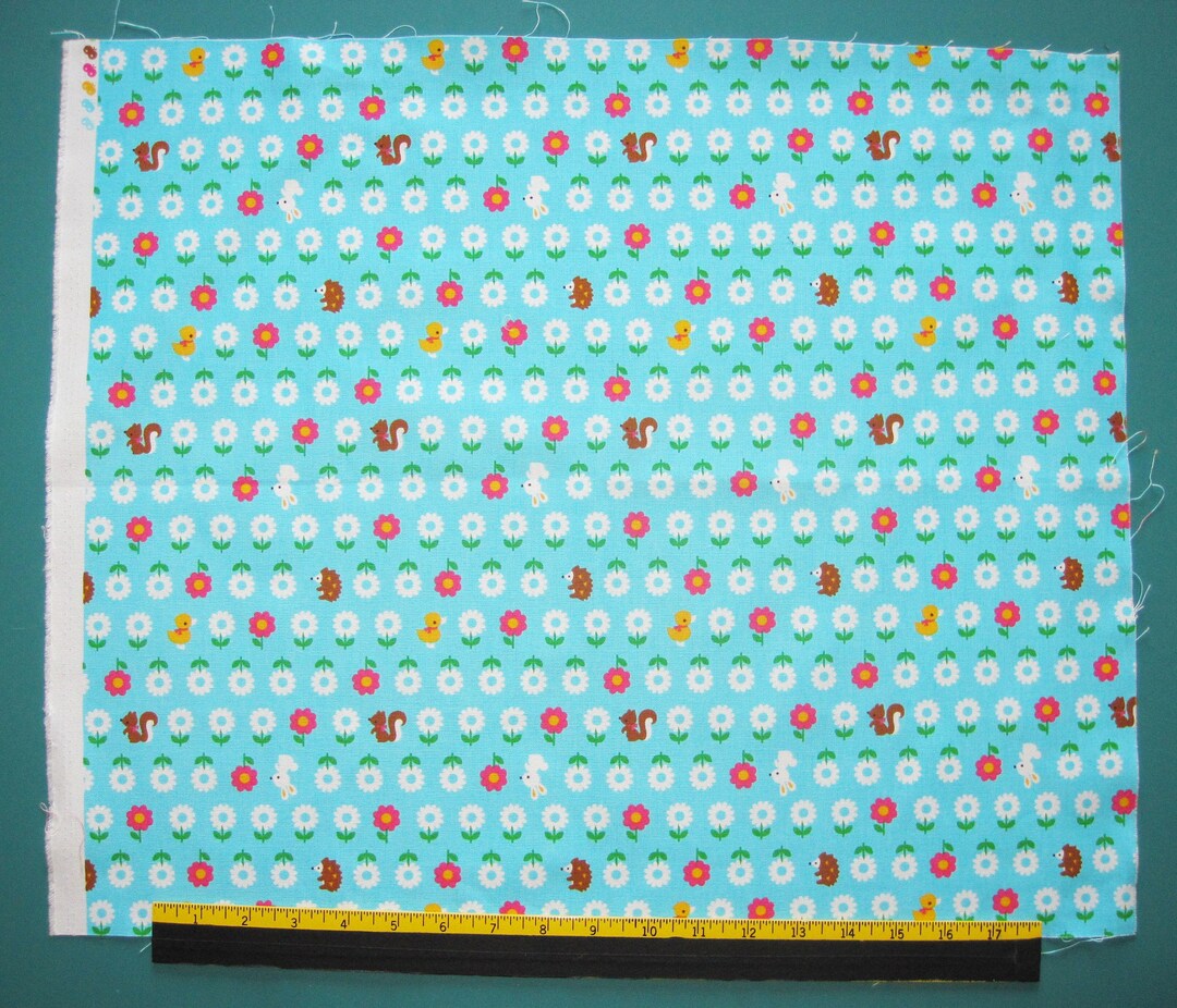 Hedgehog, Duck, Squirrel, Rabbit Design Fabric Destash Remnant 21 ...