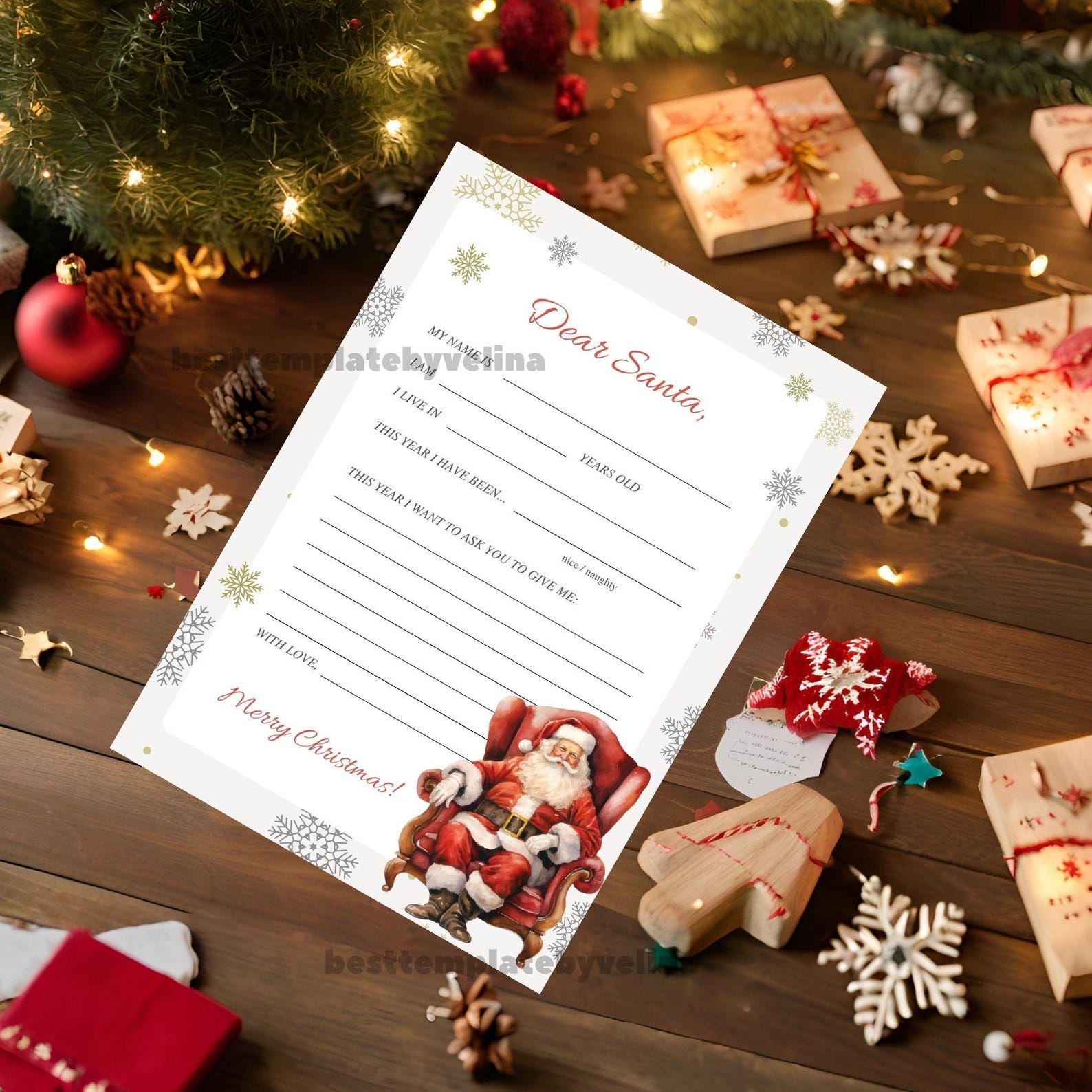 Letter to Santa Printable Kids Letter to Santa Letter to Santa Claus ...
