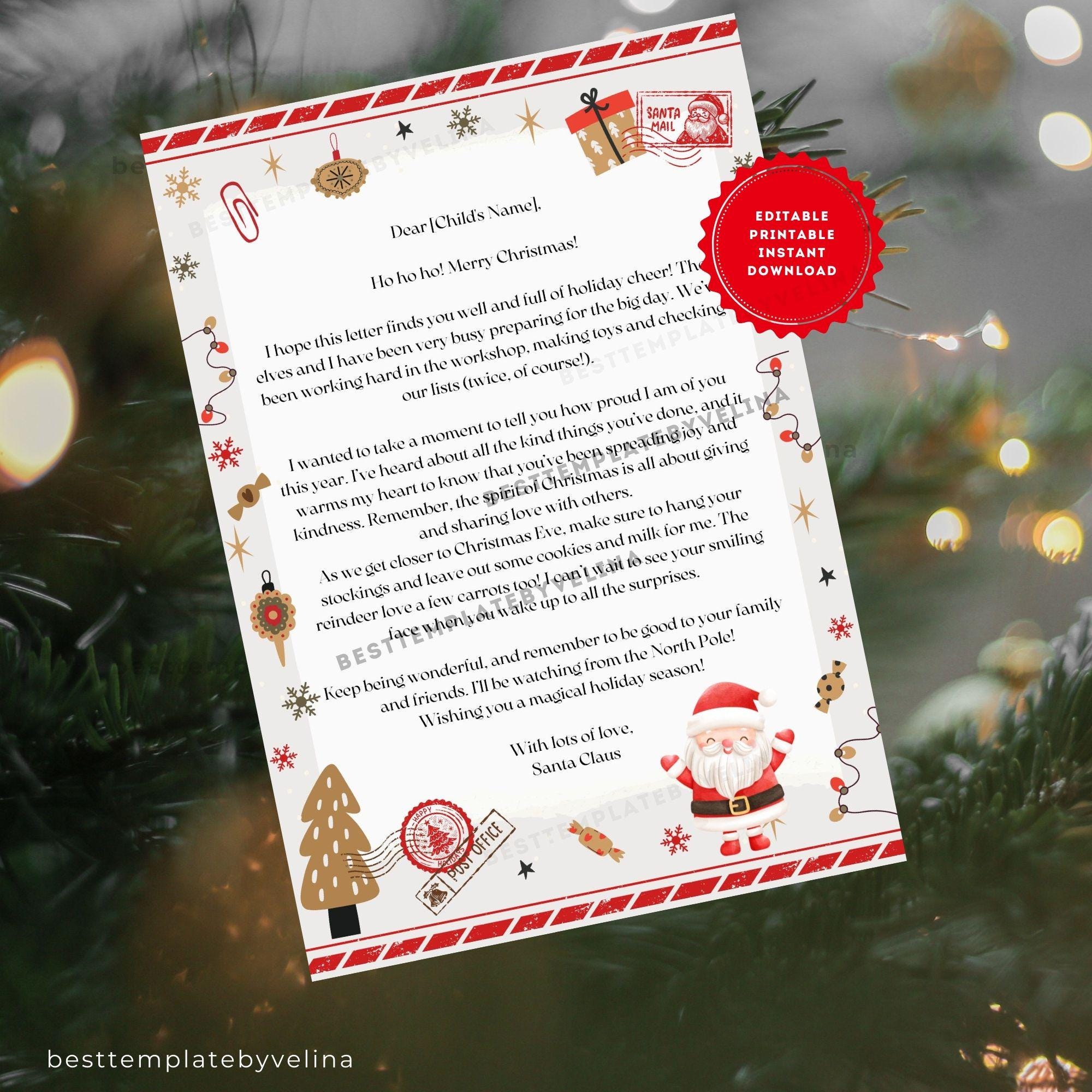 EDITABLE Official Letter From Santa Claus Letter From the Desk of Santa ...