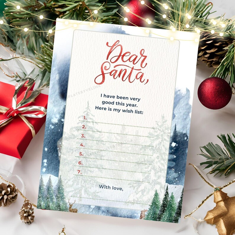 Letter to Santa Printable Kids Letter to Santa Letter to the North Pole ...