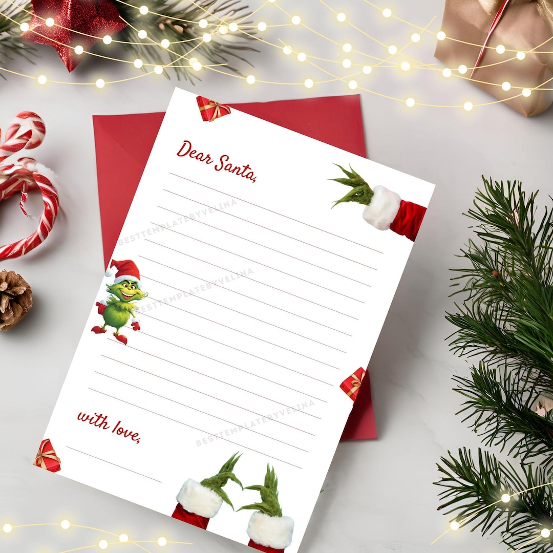 Cute Grinch Letter to Santa Grinch Themed Design Grinchmas Letter to ...