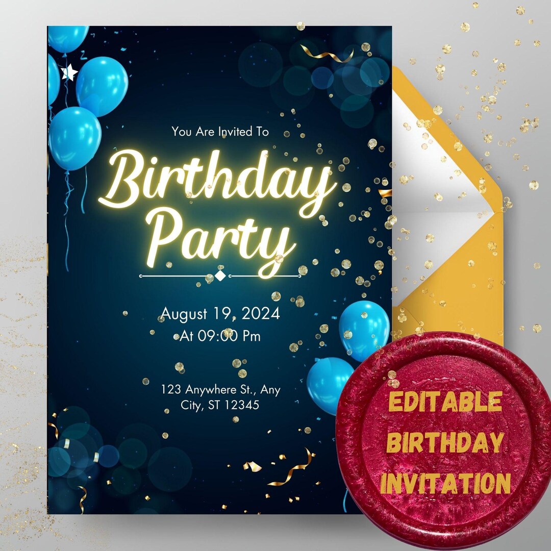 Editable Birthday Stylish Invitation Sparkle & Shine: A Birthday ...