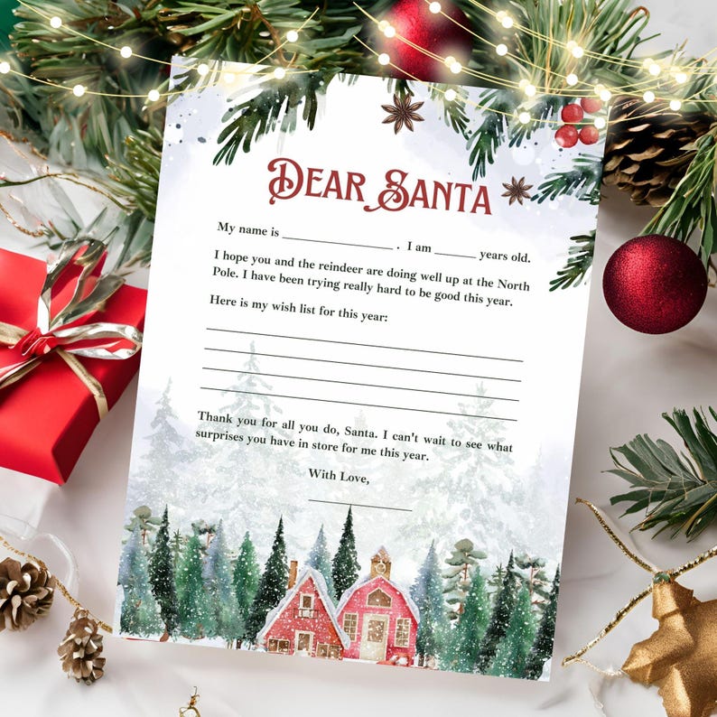 Letter to Santa Printable Kids Letter to Santa Letter to Santa Claus ...