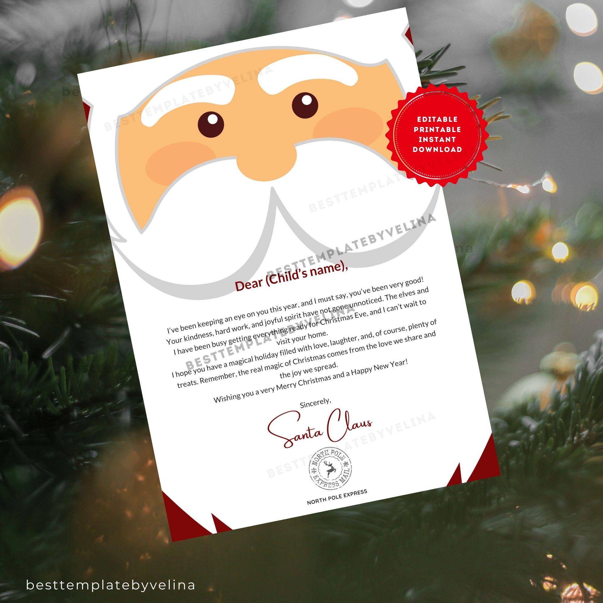 EDITABLE Official Letter From Santa Claus Official Mail Letter From the ...