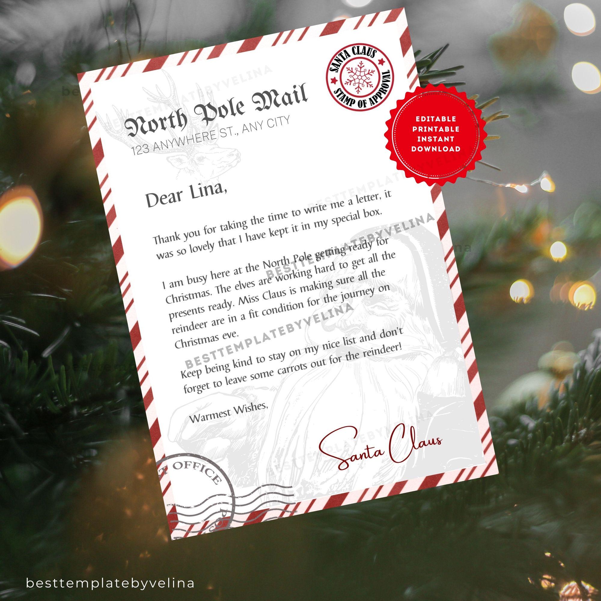 EDITABLE Official Letter From Santa Claus Letter From the Desk of Santa ...