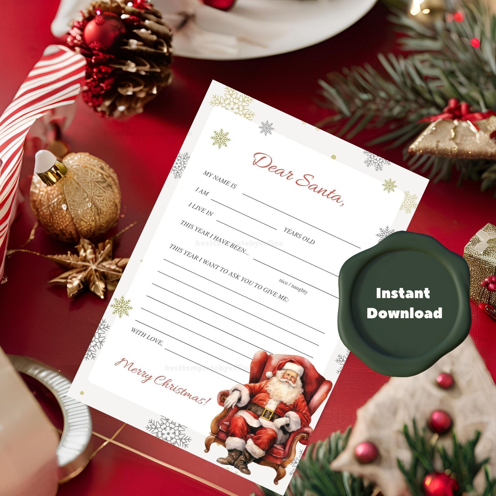 Letter to Santa Printable Kids Letter to Santa Letter to Santa Claus ...