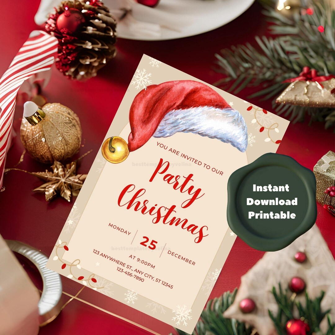 Editable Christmas Eve Dinner Invitation Festive Holiday Gathering ...