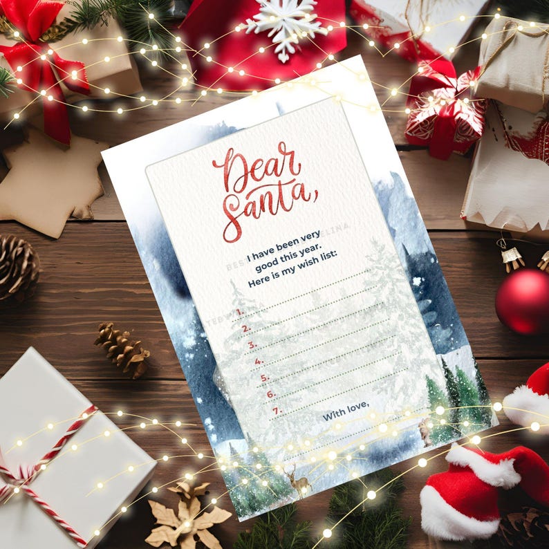 Letter to Santa Printable Kids Letter to Santa Letter to the North Pole ...