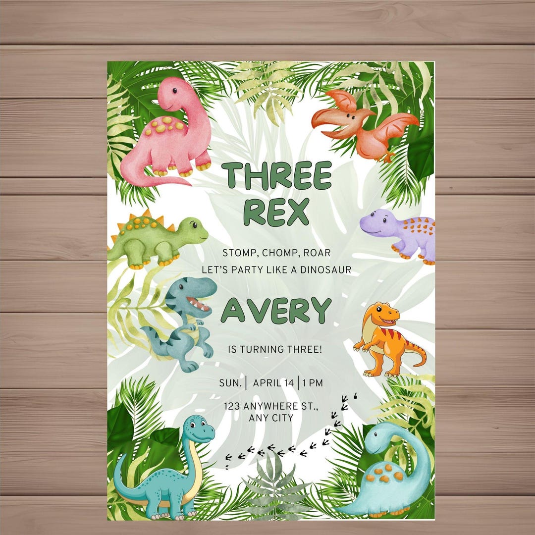 Dinosaur Birthday Invitation Template: Dino Party Invite (5x7 in Canva ...