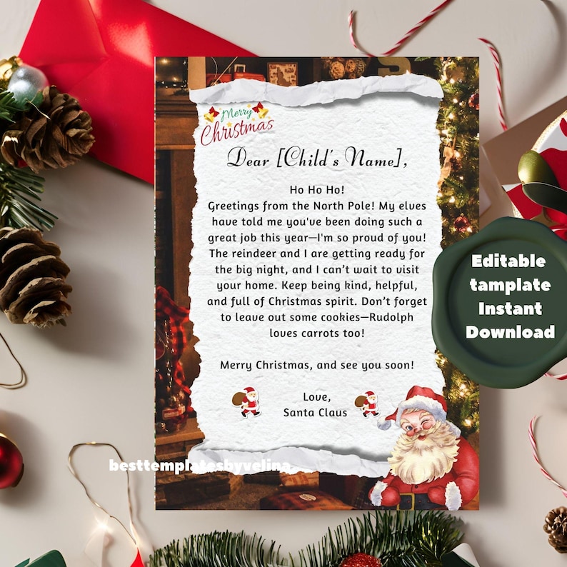 EDITABLE Official Letter From Santa Claus Letter From the Desk of Santa ...