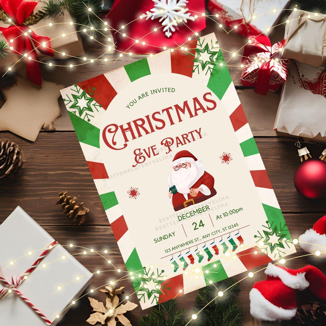 Editable Christmas Party Invitation Holiday Dinner Party Invite DIGITAL ...