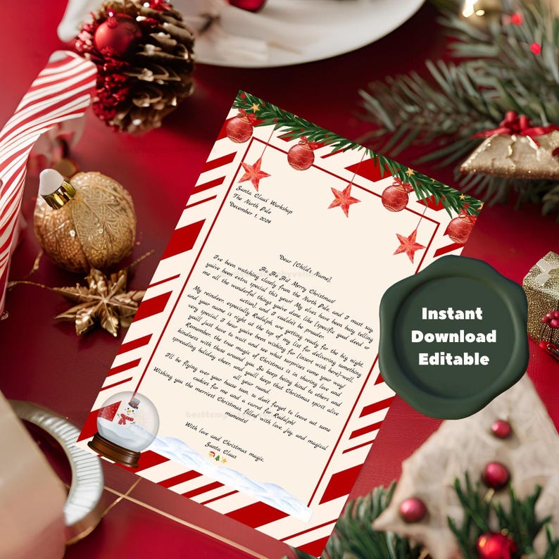 EDITABLE Official Letter From Santa Claus Letter From the Desk of Santa ...