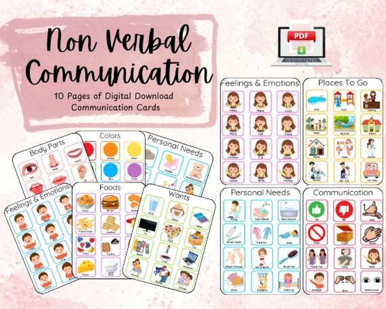 Non Verbal Communication Cards, Visual Board Flash Cards Printable ...