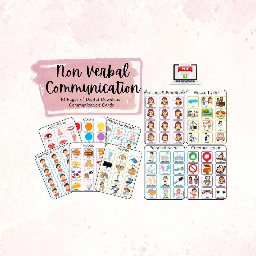 Non Verbal Communication Cards, Visual Board Flash Cards Printable ...