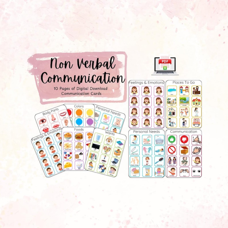 Non Verbal Communication Cards, Visual Board Flash Cards Printable ...