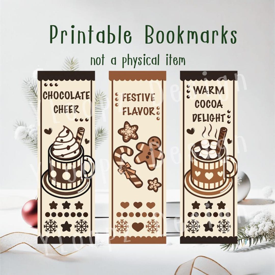 Warm & Cozy Christmas Printable Bookmarks, Festive Holiday Drink-themed ...