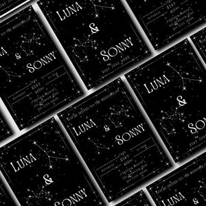 Celestial Wedding Invitation Template, Stars and Moon Invite, Celestial ...