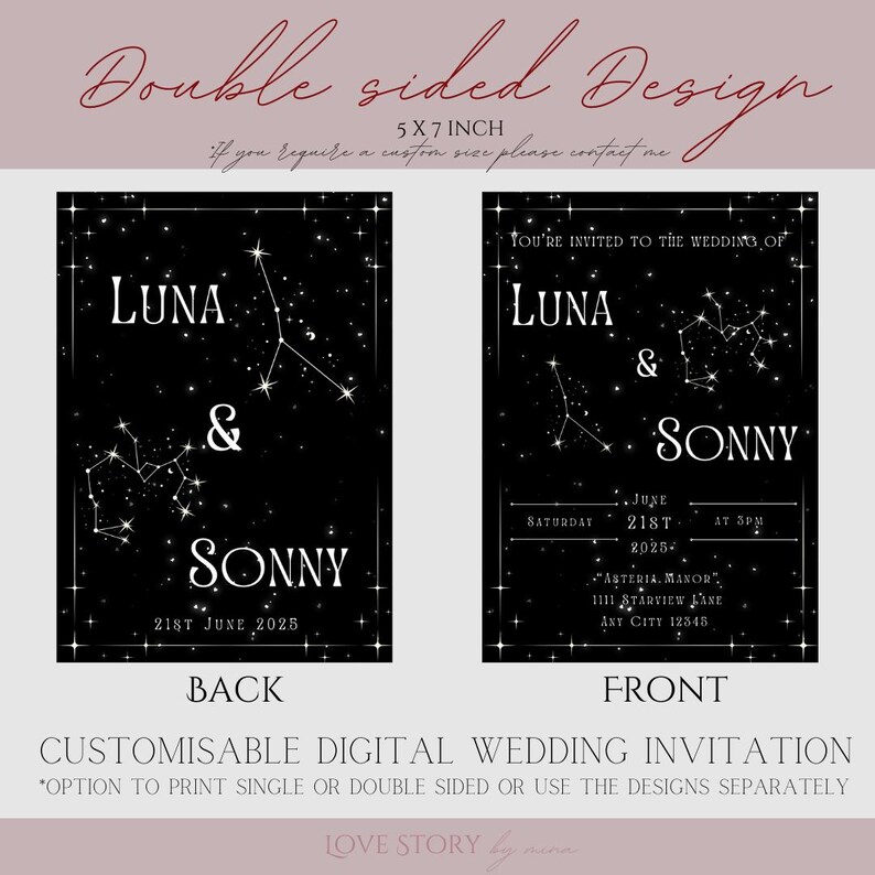 Celestial Wedding Invitation Template, Stars and Moon Invite, Celestial ...