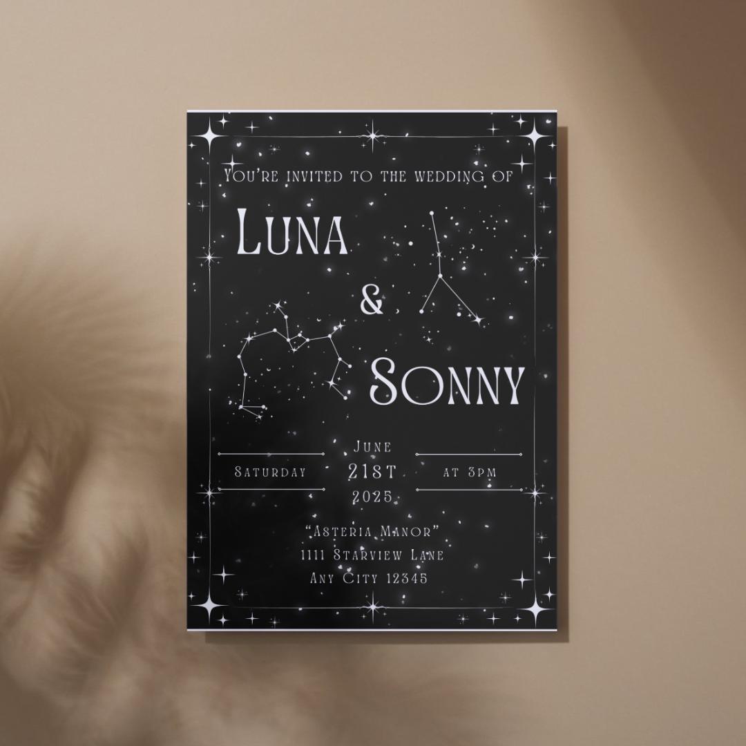 Celestial Wedding Invitation Template, Stars and Moon Invite, Celestial ...