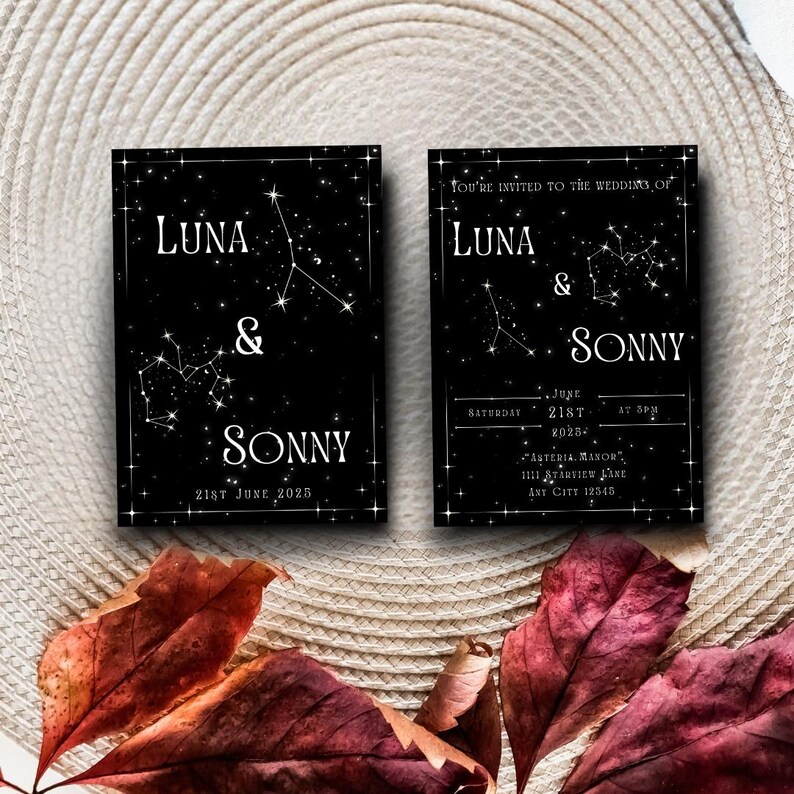 Celestial Wedding Invitation Template, Stars and Moon Invite, Celestial ...
