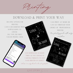 Celestial Wedding Invitation Template, Stars and Moon Invite, Celestial ...