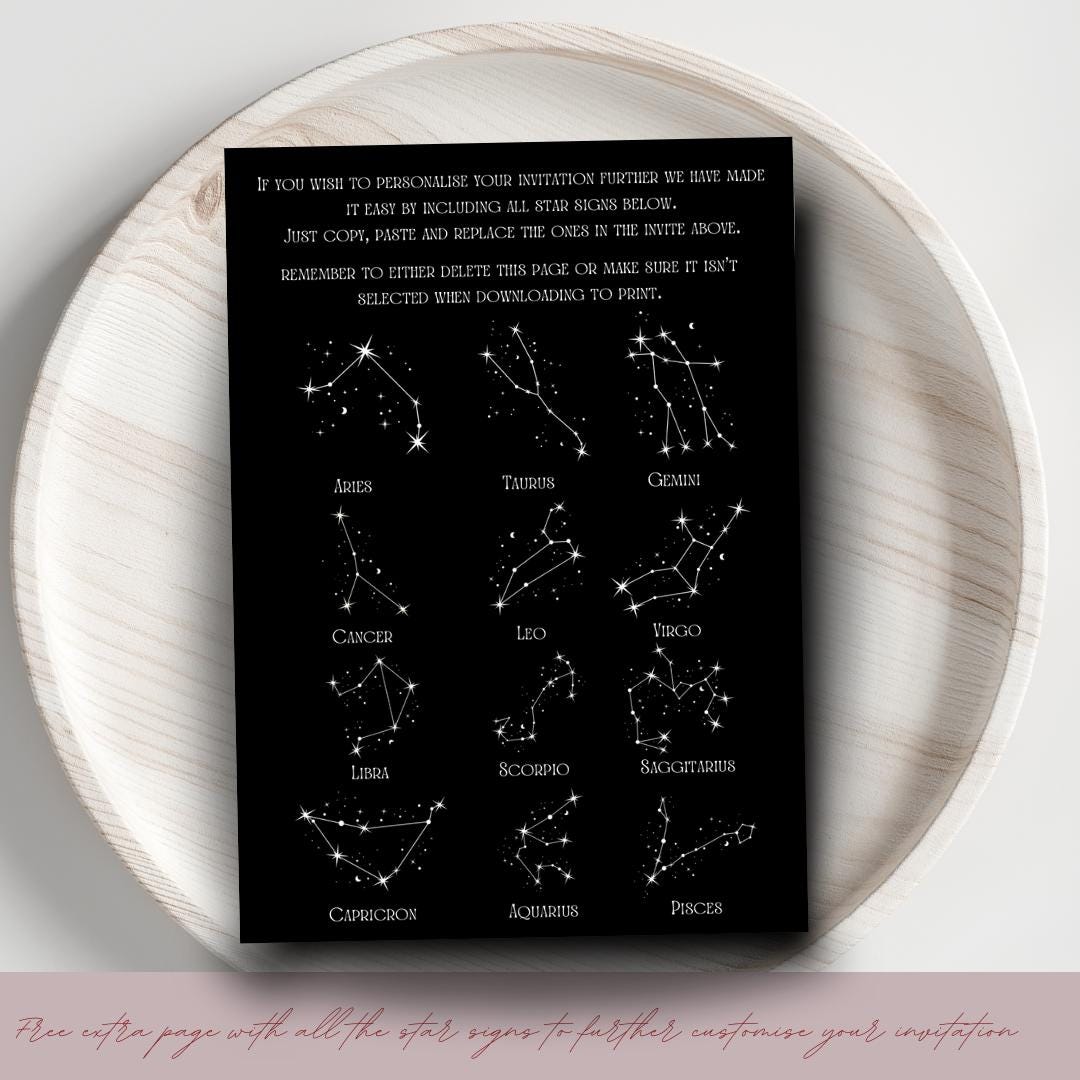 Celestial Wedding Invitation Template, Stars and Moon Invite, Celestial ...