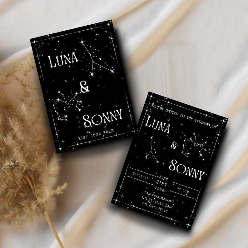 Celestial Wedding Invitation Template, Stars and Moon Invite, Celestial ...