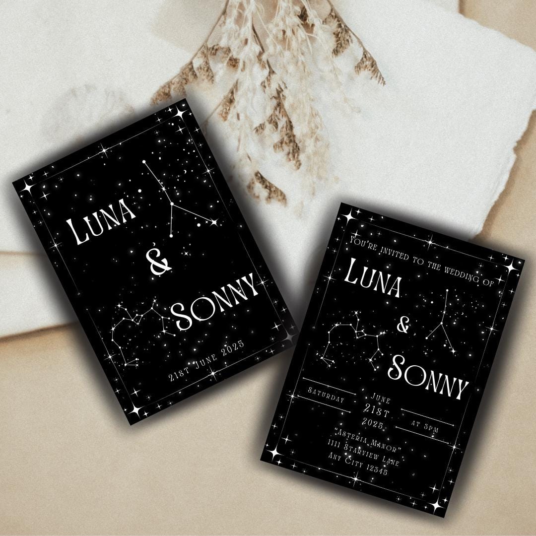 Celestial Wedding Invitation Template, Stars and Moon Invite, Celestial ...