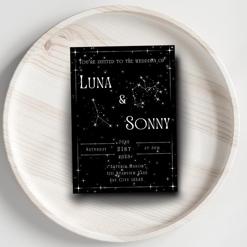 Celestial Wedding Invitation Template, Stars and Moon Invite, Celestial ...