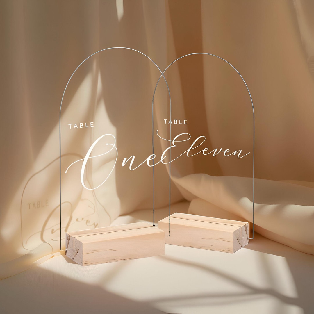Arch Acrylic Wedding Table Number With Wooden Stand - Etsy