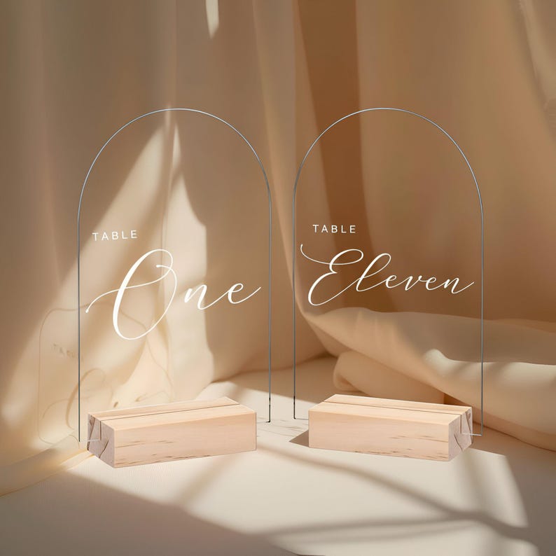 Arch Acrylic Wedding Table Number With Wooden Stand - Etsy