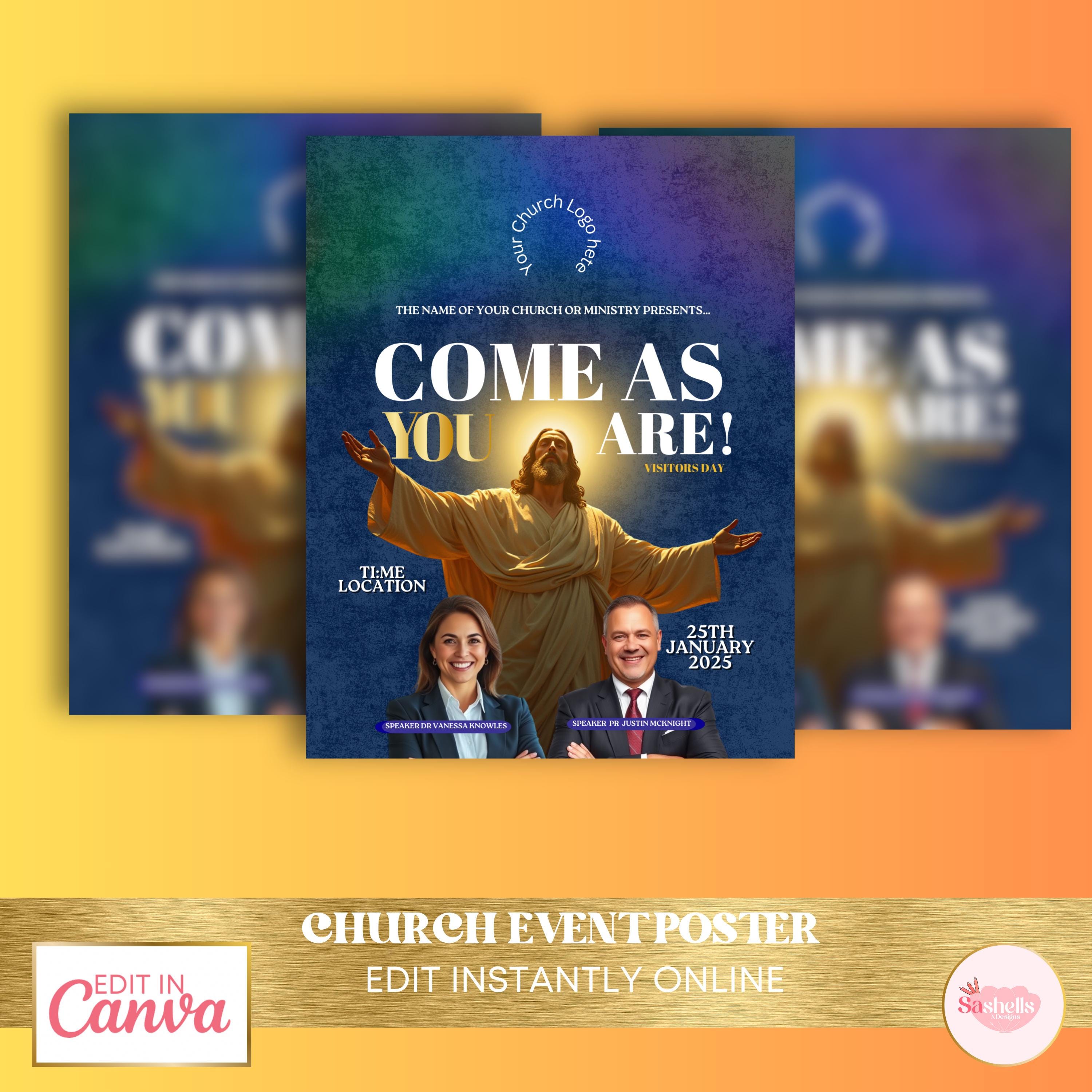 Church Event Poster Flyer, Editable in Canva, Church Confrence, Digital ...