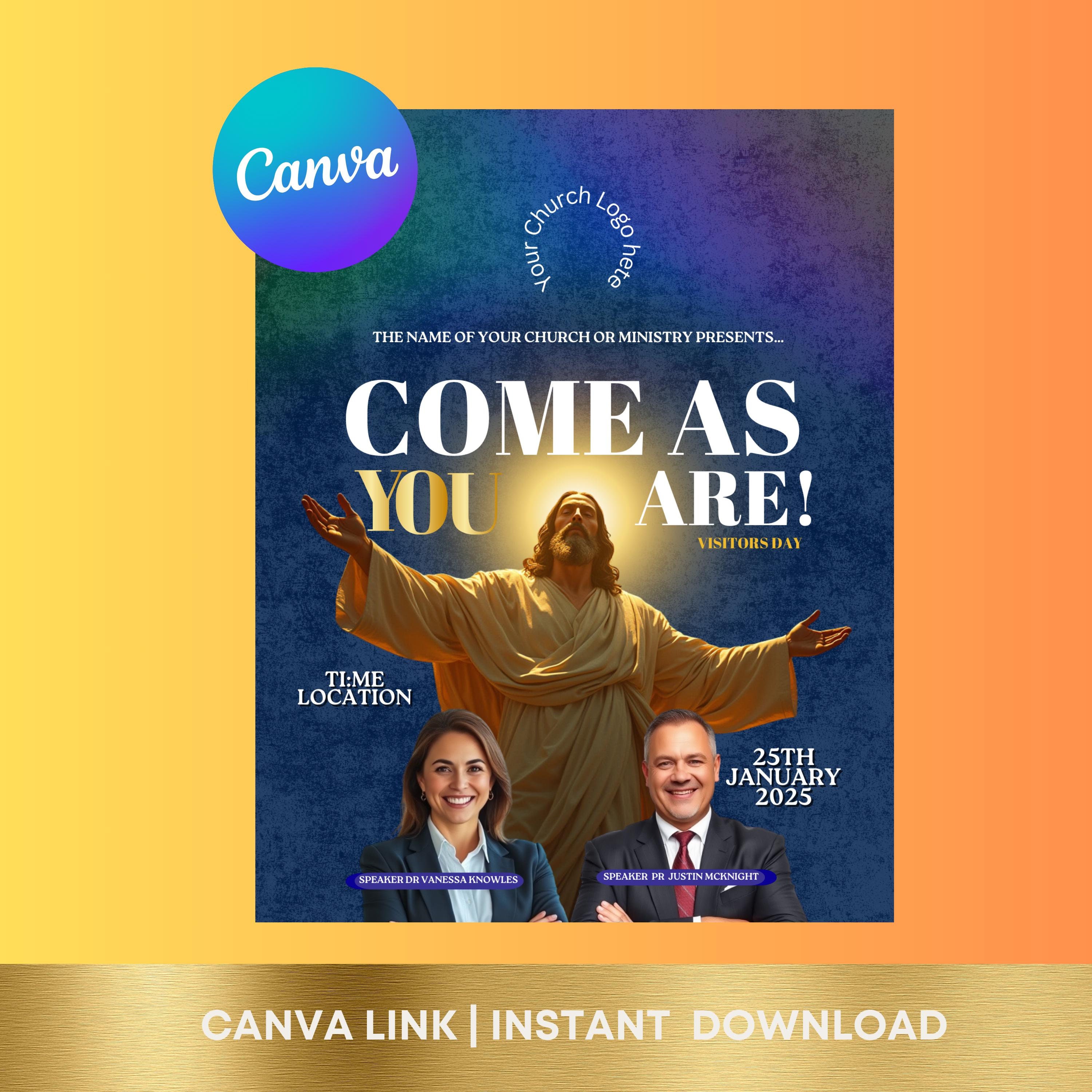 Church Event Poster Flyer, Editable in Canva, Church Confrence, Digital ...