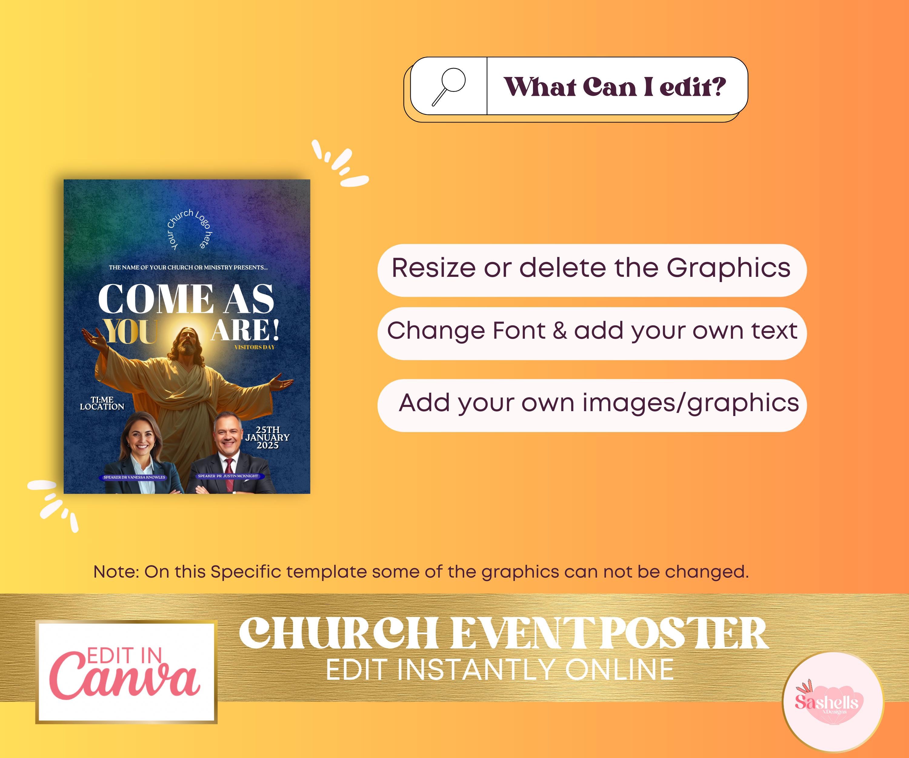 Church Event Poster Flyer, Editable in Canva, Church Confrence, Digital ...