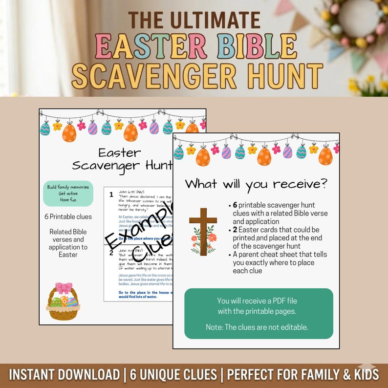 Christian Easter Scavenger Hunt Printable | Bible Verse Egg Hunt Clues ...