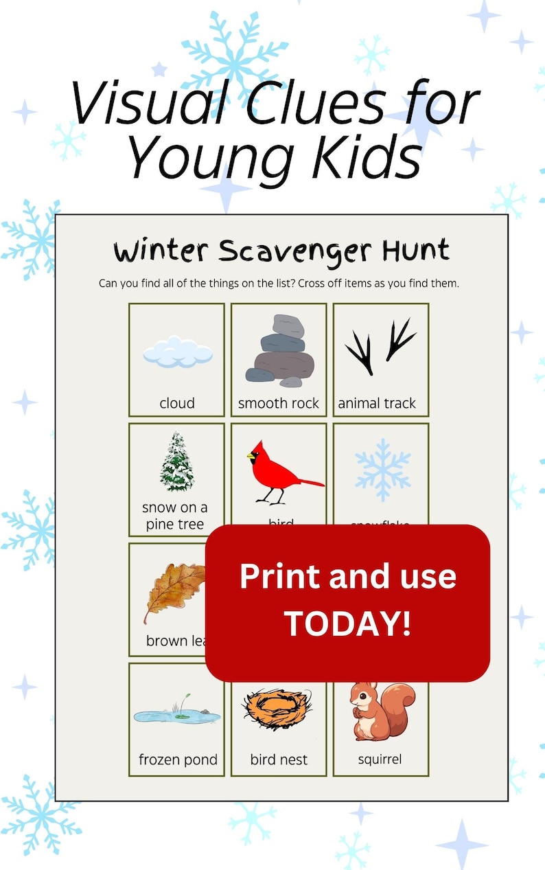 Winter Scavenger Hunt for Kids – Printable Outdoor Game (PDF) - Etsy ...