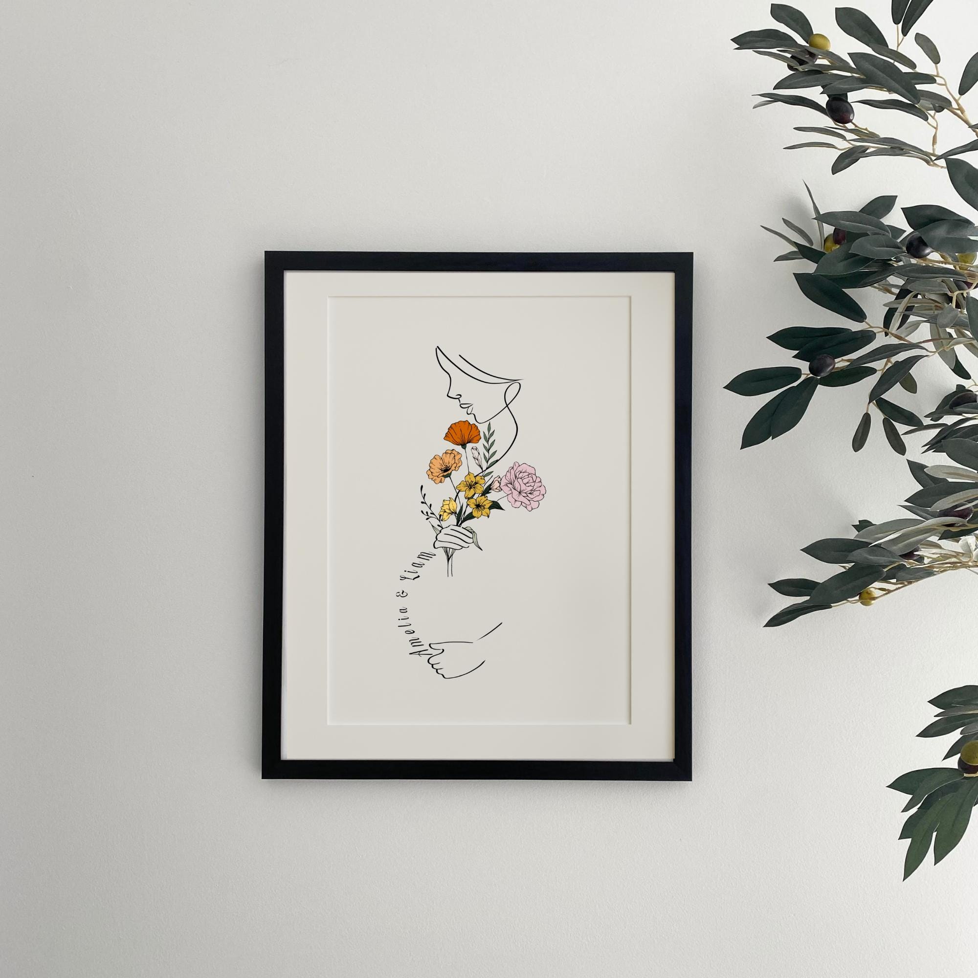 Custom Angel Baby Digital Line Art Print | Infant Loss Miscarriage ...