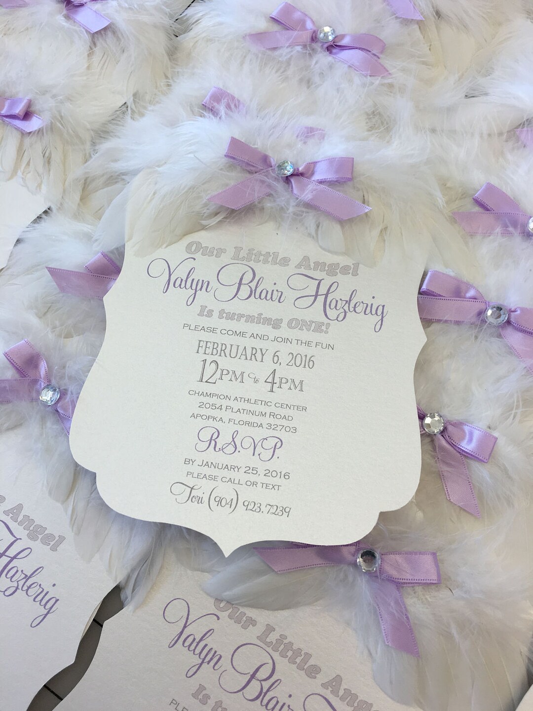 Angel Invitations Lil Piece of Heaven Feather Angel Wing Baptism ...