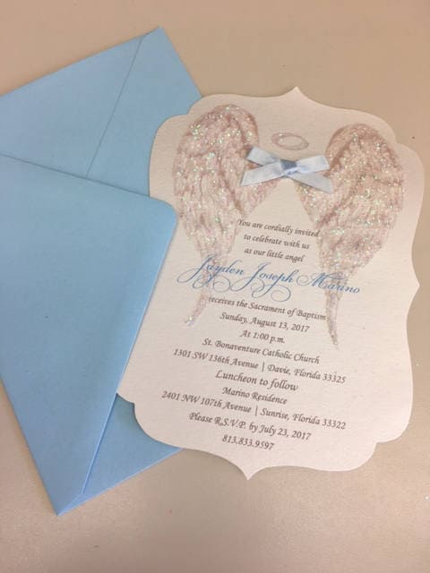 Shimmer Angel Wing Invitation - Etsy