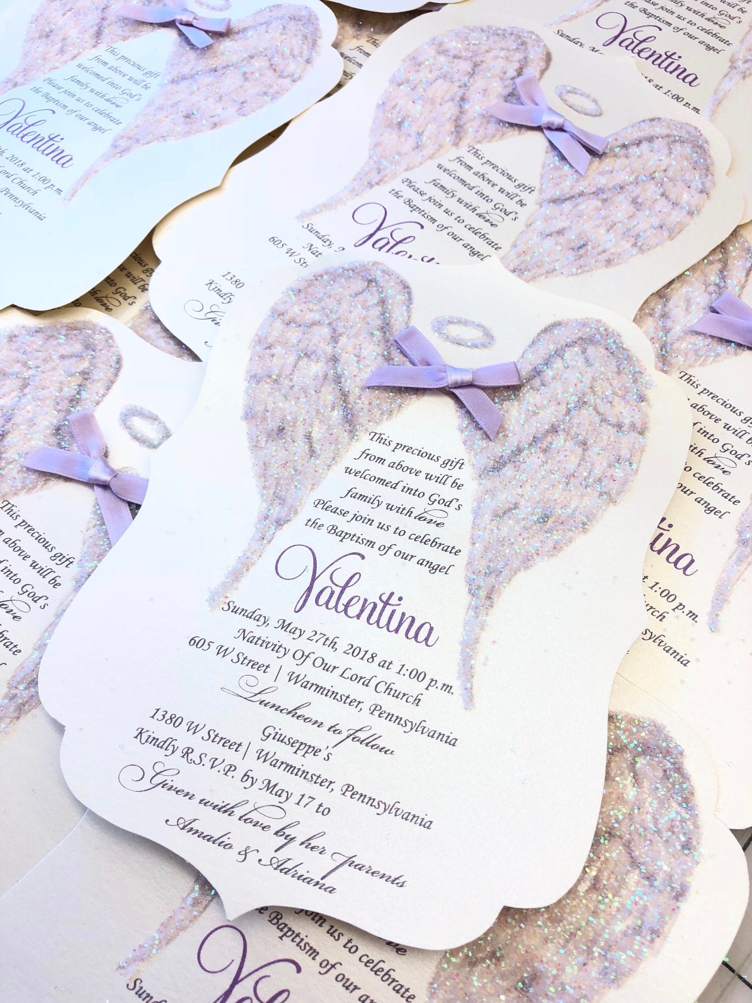 Shimmer Angel Wing Invitation - Etsy