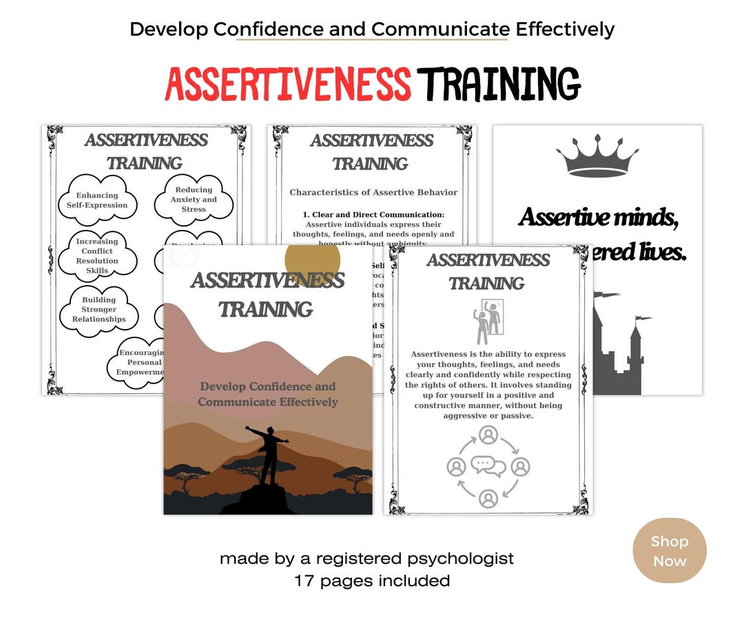 Assertiveness Training Worksheet, Develop Assertiveness Skills, Therapy ...