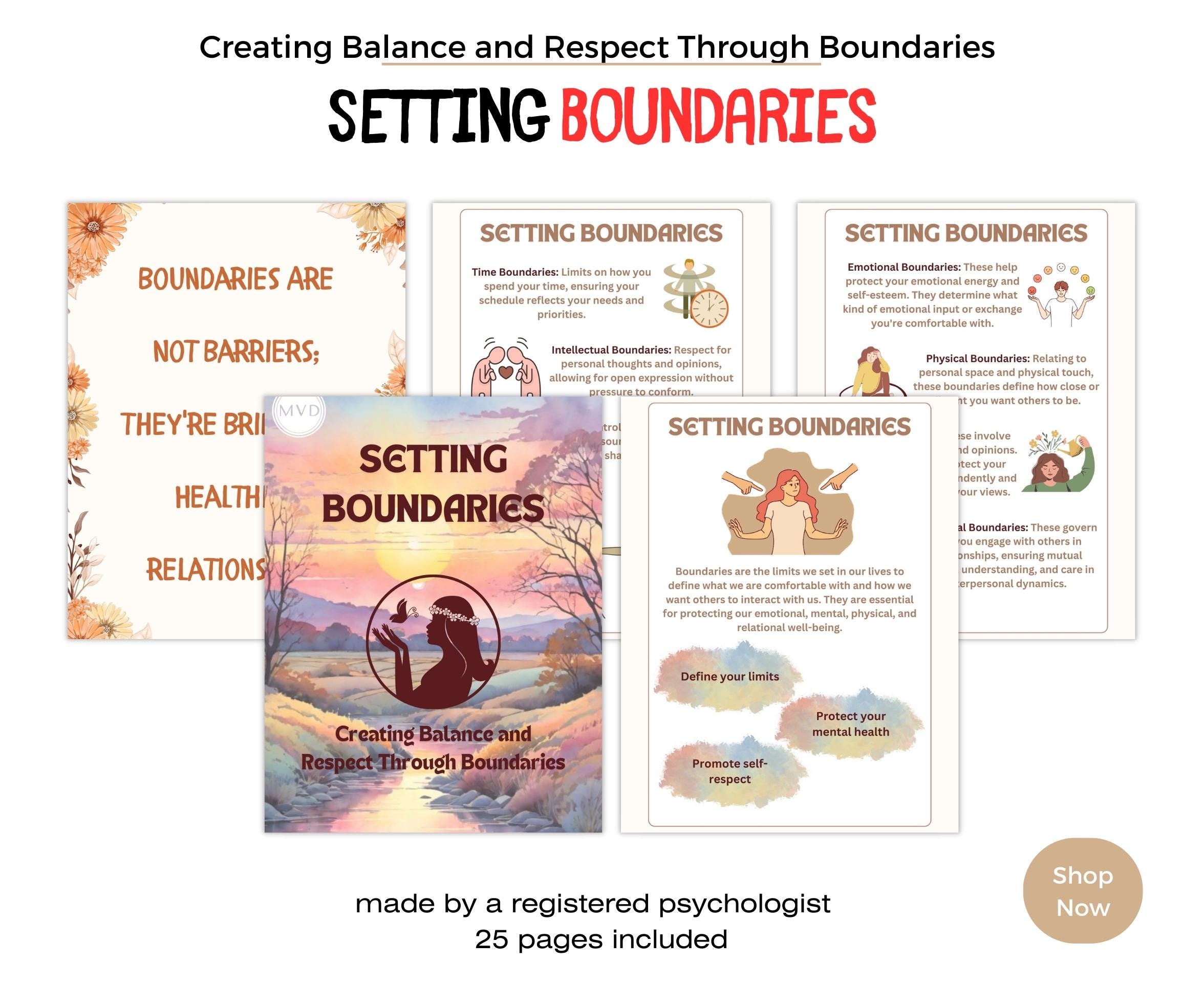 Setting Boundaries Worksheet - Printable Self-care Planner for Mental ...